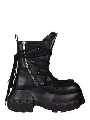 Rick Owens Megalace Mega Tractor Boots - Black