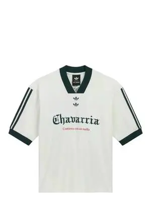 WILLY CHAVARRIA Logo-embroidered 3-stripes V-neck T-shirt - Neutrals