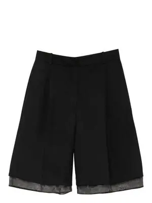 RÓHE Layered Hem Pleated Wool Shorts - Black