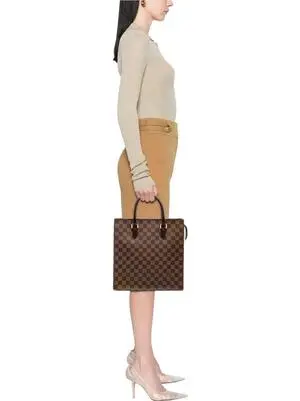 LOUIS VUITTON Damier Ebene Venice Sac Plat Tote Bag - Brown