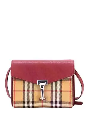 Burberry Macken Leather And Vintage Check Canvas Baby Crossbody Bag - Neutrals