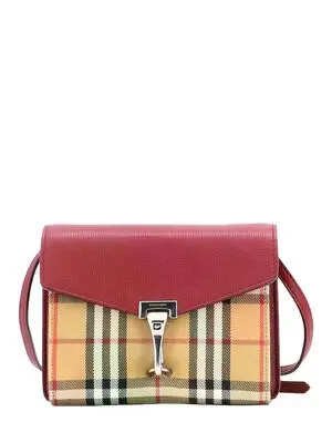 Burberry Macken Leather And Vintage Check Canvas Baby Crossbody Bag - Neutrals