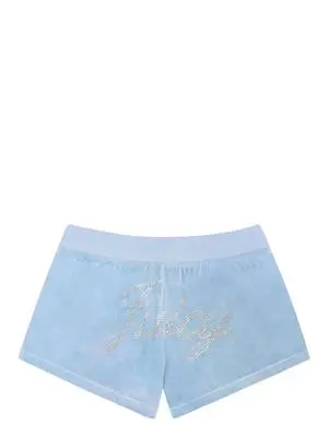 Juicy Couture Crystal-embellished Velour Shorts - Blue