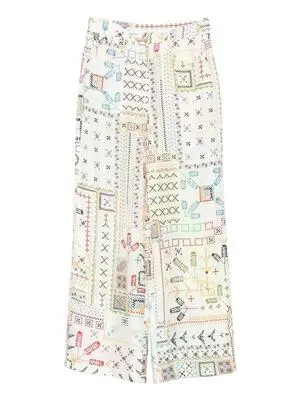 Momoni Embroidered Wide-leg Trousers - White