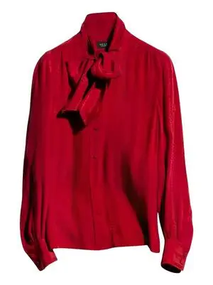 Gucci Pussy-bow Jacquard Shirt - Red