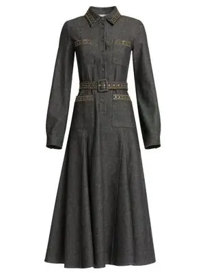 Elie Saab Midi Dress With Stud Embellishments - Blue