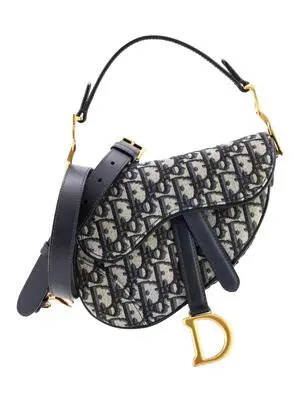 Dior Saddle Handbag With Strap Oblique Canvas Mini Shoulder Bag - Blue