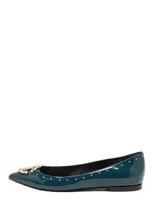 Roberto Cavalli Pointed-toe Pumps With Gold-tone Logo Plaque - Blue