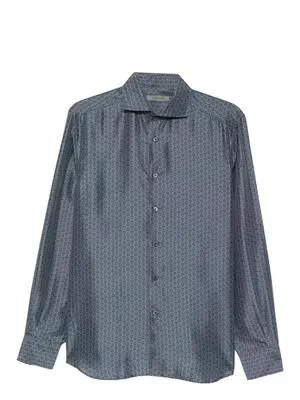 Corneliani Floral-print Long-sleeve Shirt - Blue