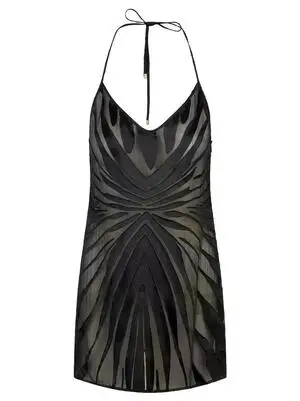 Roberto Cavalli Devoré Halterneck Mini Dress - Black
