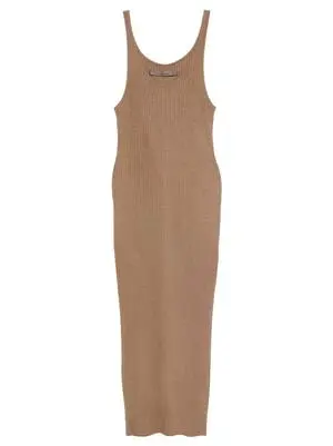 Enza Costa Ribbed Knit Slim-fit Midi Dress - Brown