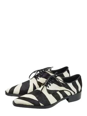 Dolce & Gabbana Black Zebra-print Calf Hair Derby Shoes - White
