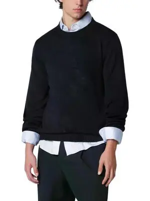 ROBERTO COLLINA Crew Neck Ribbed Knit Sweater - Blue