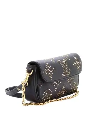 LOUIS VUITTON Studded Leather Crossbody Bag - Black