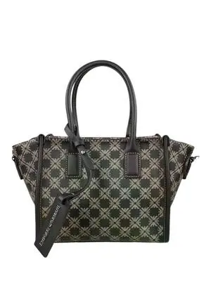 Emporio Armani Monogram Print Logo Tag Tote Bag - Brown