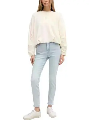 Dkny Rhinestone Logo Crew Neck Sweatshirt - Neutrals