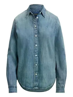 Ralph Lauren Logo Embroidered Denim Shirt - Blue