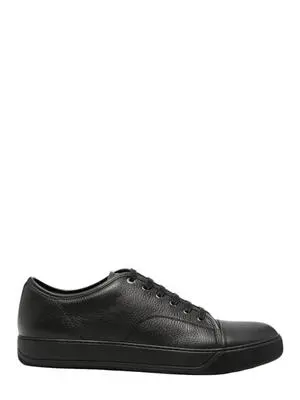 LANVIN Grained Leather Lace-up Sneakers - Black