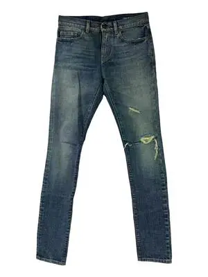 Saint Laurent Ripped Slim-fit Jeans - Blue