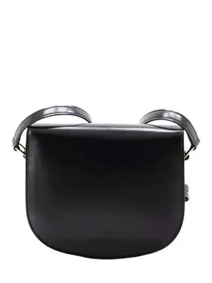 Celine Triomphe Besace Clea Flap Bag Leather Shoulder Bag - Black