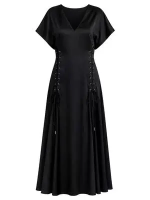 Pinko Lace-up Satin Maxi Dress - Black