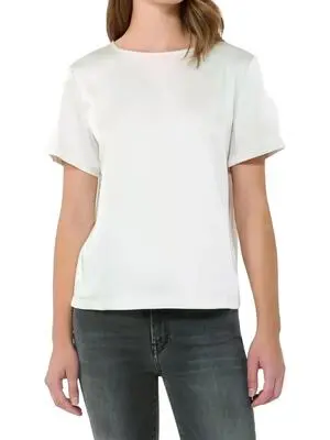 Max Mara Satin Keyhole-back T-shirt - Neutrals