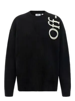 Off-White Embroidered Crew Neck Sweater - Black