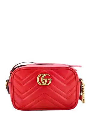 Gucci Matelassé Leather Mini Shoulder Bag - Red