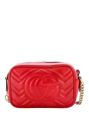 Gucci Matelassé Leather Mini Shoulder Bag - Red
