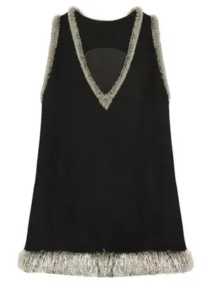 Simkhai Darcy Beaded And Fringe Mini Dress - Black