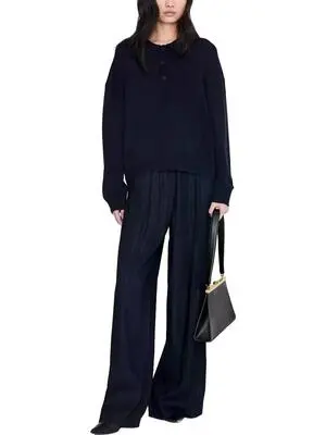 ANINE BING Lee Polo Sweater - Blue
