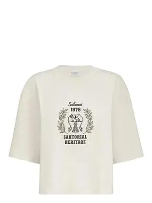 Brunello Cucinelli Cotton Jersey T-shirt With Embroidery - Neutrals
