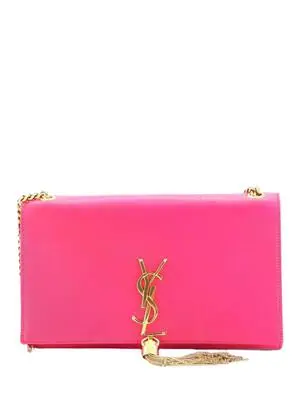 Saint Laurent Classic Monogram Tassel Leather Medium Crossbody Bag - Pink