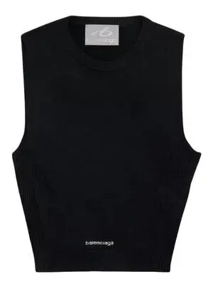 Balenciaga Cropped Tank Top - Black