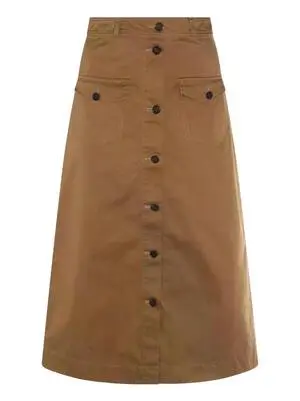 Saint Laurent Button-front Midi Skirt - Neutrals
