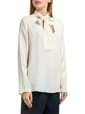Armani Exchange Satin Finish Pussy-bow Blouse - Neutrals