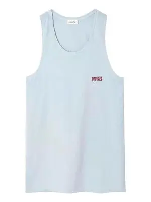 American Vintage Raw-edge Logo Tank Top - Blue