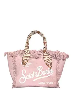 MC2 SAINT BARTH MC2 Saint Barth Vanity Foulard Fringed Tote Bag Pink