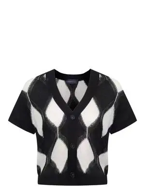 LORENA ANTONIAZZI Lorena Antoniazzi Argyle Knit Short-Sleeve Cardigan