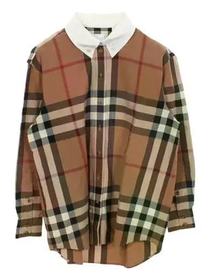 Burberry Check Pattern Cotton Button-down Shirt - Brown