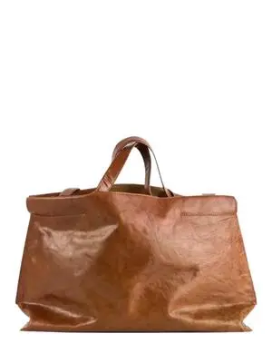 BEA MOMBAERS Tumbled Grained Leather Tote Bag - Brown