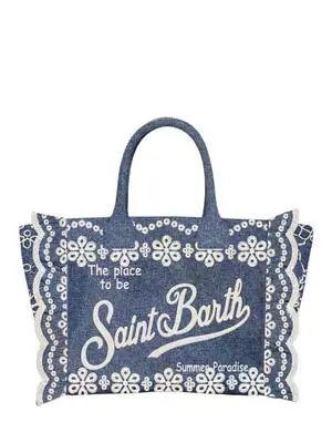 MC2 SAINT BARTH Embroidered Denim Tote Bag - Blue