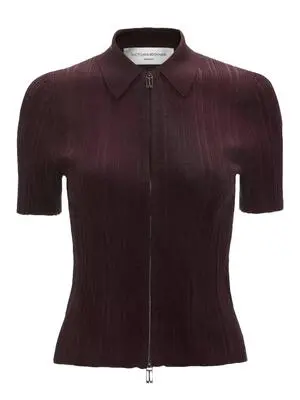 Victoria Beckham Ribbed Zip-up Short-sleeve Cardigan - Red
