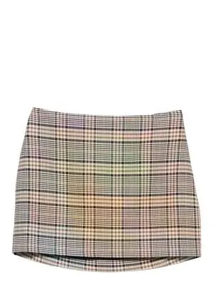 ANINE BING Check Pattern Mini Skirt - Neutrals