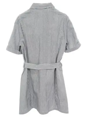 Celine Striped Cotton Mini Dress With Belt - Blue