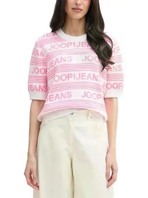 JOOP! Karie Logo-pattern Striped Cotton T-shirt - White