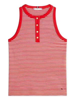 Tommy Hilfiger Sleeveless Henley Top - Red
