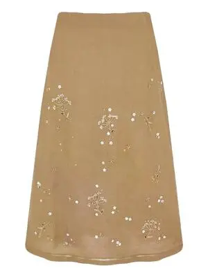 Lorena Antoniazzi Embroidered A-line Midi Skirt - Neutrals