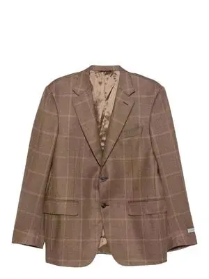 Canali Check-pattern Single-breasted Jacket - Brown