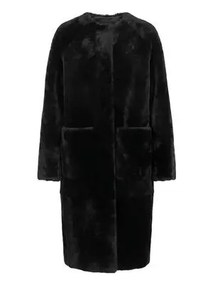 BLANCHA Shearling Panelled Coat - Black
